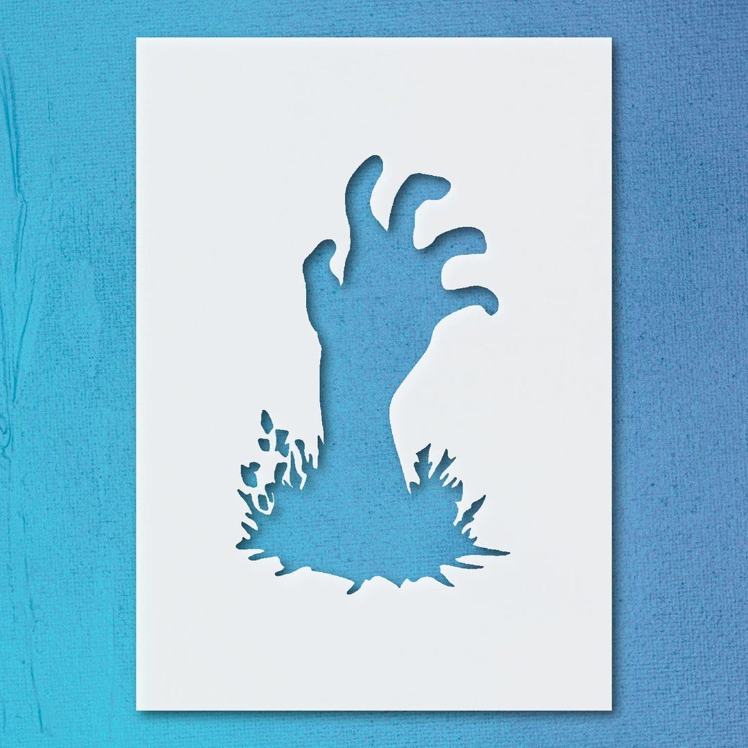 Raised Hand Zombie Silhouette Stencil for Halloween Decor and Crafting ...