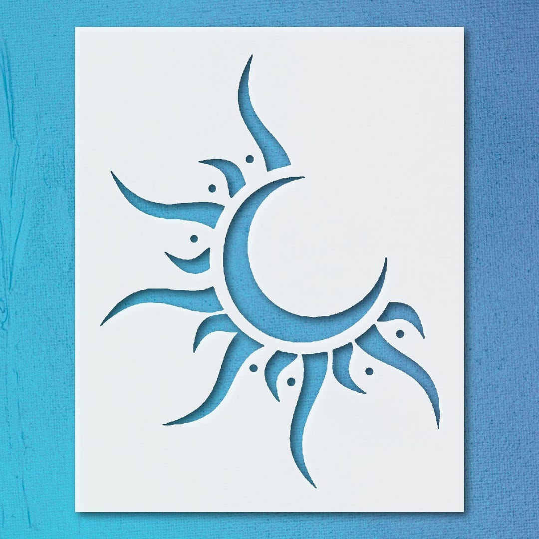 Stylized Sun With Elongated Rays Stencil for Creative Art, DIY Projects ...