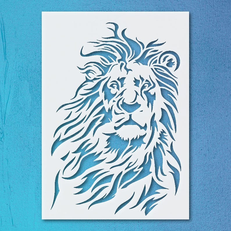 Detailed Lion Stencil With Flowing Mane for Art and Craft Projects - Etsy