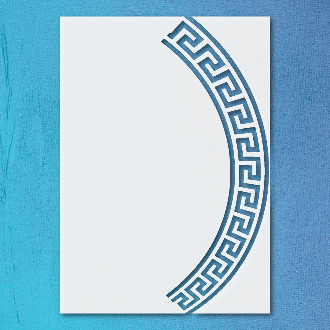 Curved Geometric Pattern Stencil - Modern Greek Key Design for Crafting ...