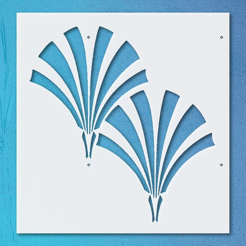 Symmetrical Fan Shapes Decorative Stencil for Crafting and Home Decor ...