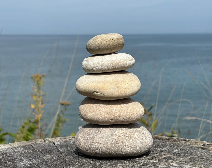 Beach Stone Stacks Zen Garden Natural Cairn Stones Balancing Rocks Boho ...