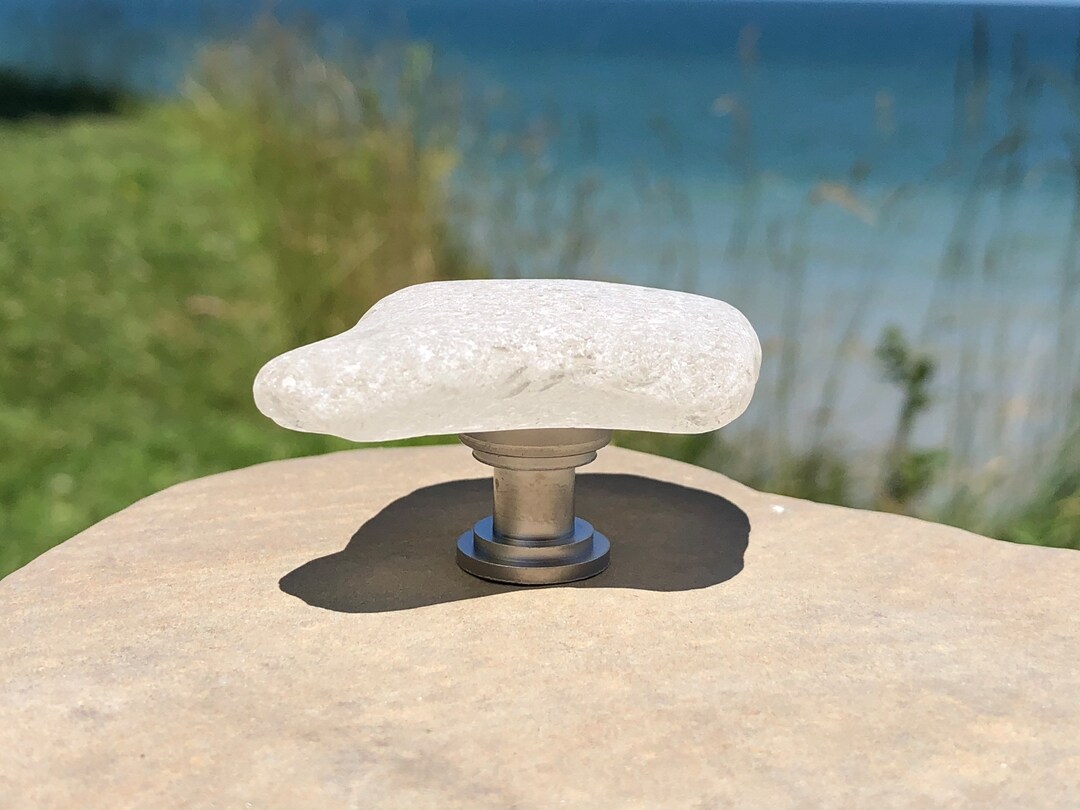 Large WHITE Genuine BEACH GLASS Cabinet Knob Sea Glass Cabinet - Etsy