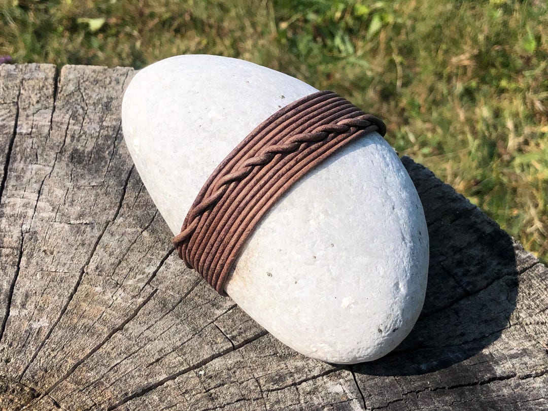 Leather Wrapped Stone Handwoven Rock Zen Stone Meditation Stone Calming ...