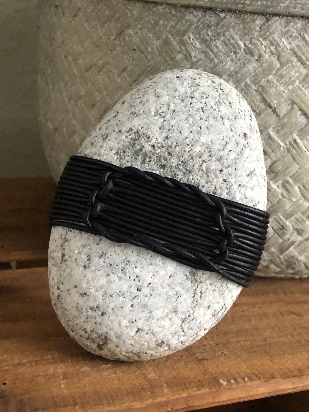 Leather Wrapped Stone Handwoven Rock Zen Stone Meditation Stone Calming ...