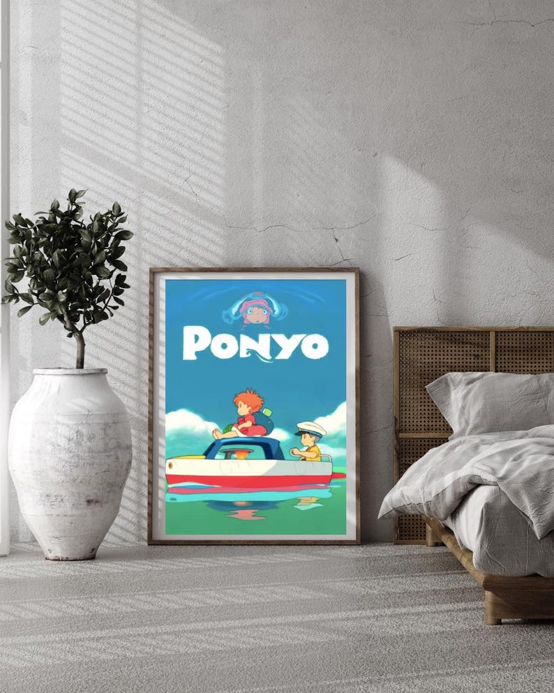 Ponyo Poster – Studio Ghibli Wall Art, Hayao Miyazaki Anime Print ...
