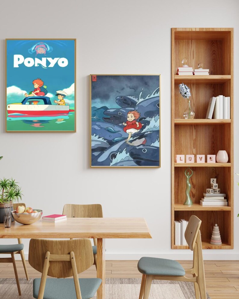 Ponyo Poster – Studio Ghibli Wall Art, Hayao Miyazaki Anime Print ...