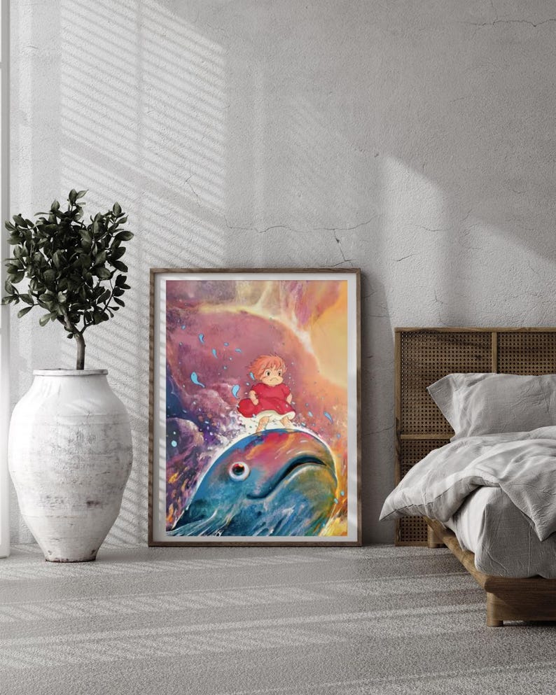 Ponyo Poster – Studio Ghibli Wall Art, Hayao Miyazaki Anime Print ...