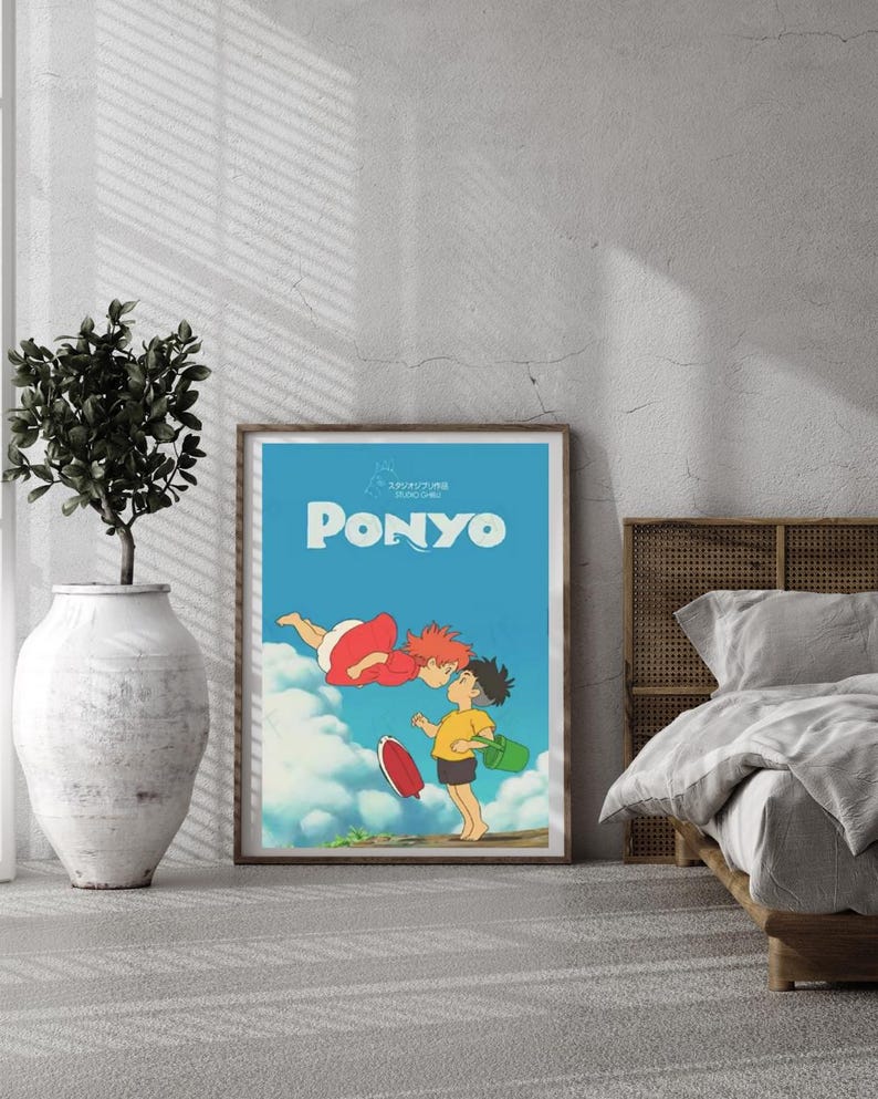 Ponyo Poster – Studio Ghibli Wall Art, Hayao Miyazaki Anime Print ...
