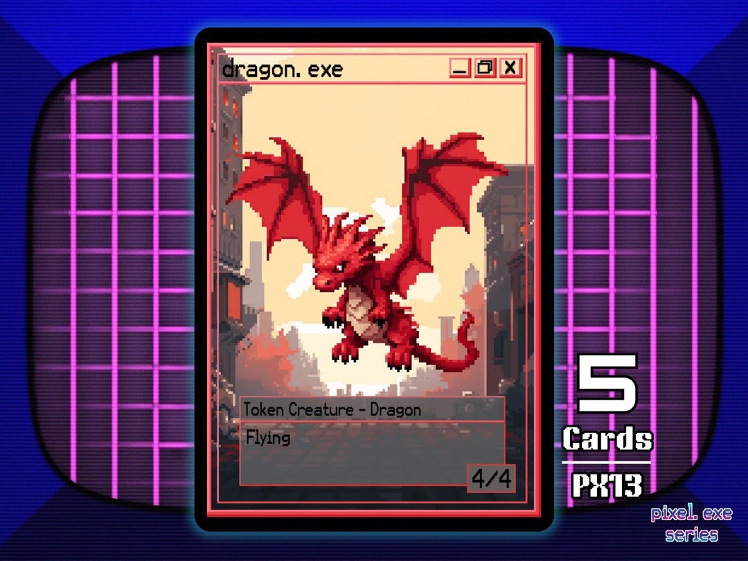 5x Dragon 4/4 Flying Red MTG Token - Pixel Tokens by Teddy PX13 - Etsy