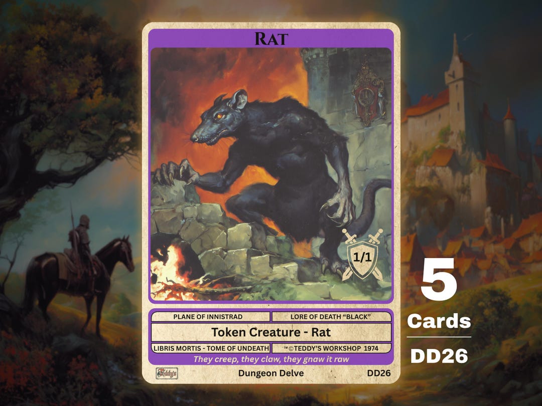 5x Rat 1/1 Black MTG Token - Teddy's Workshop DD26 - Etsy