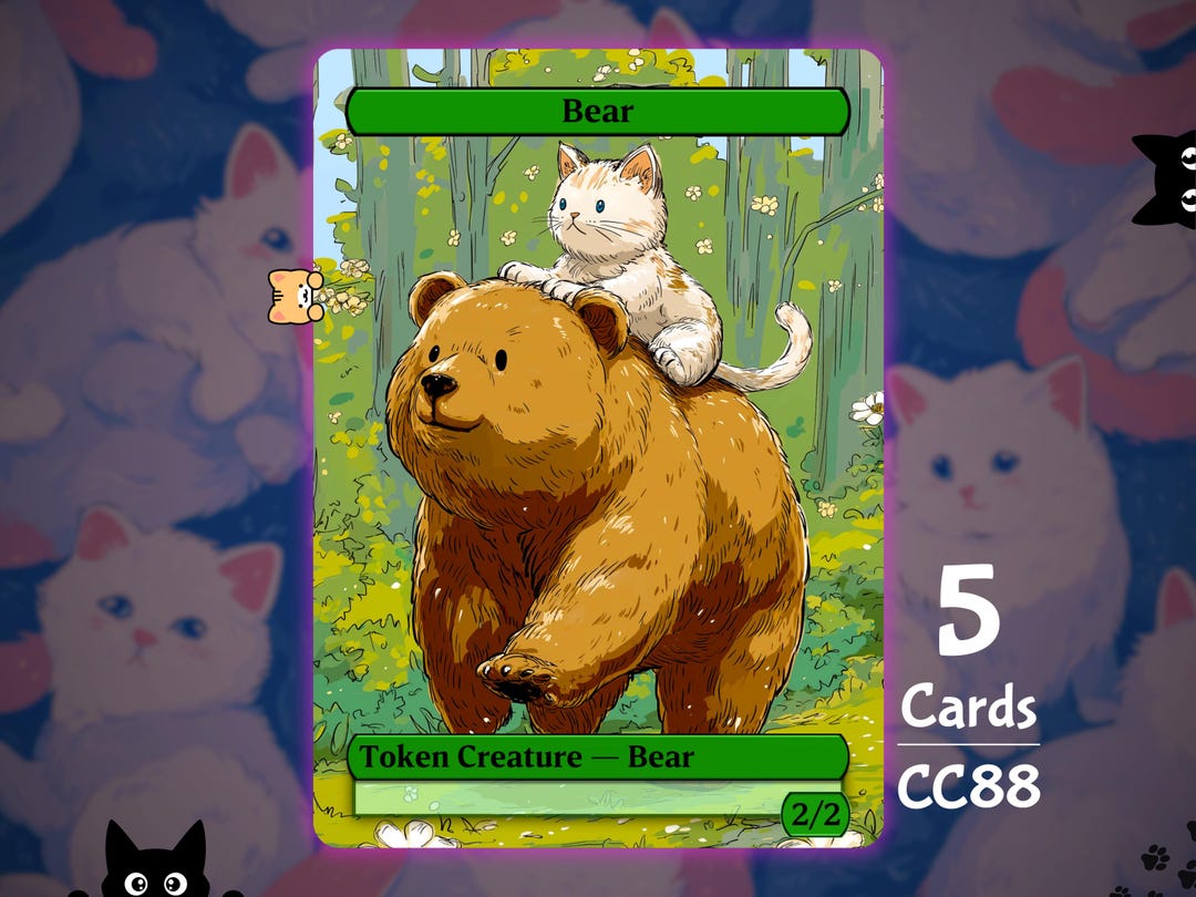 5x Bear 2/2 Green - MTG Token - Cat Tokens by Teddy CC88 - Etsy