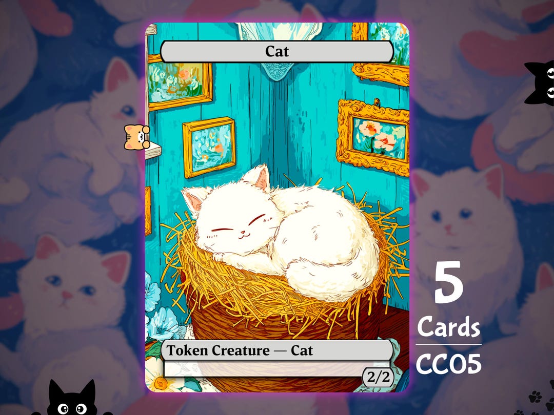 5x Cat 2/2 White - MTG Token - Cat Tokens by Teddy CC05 - Etsy