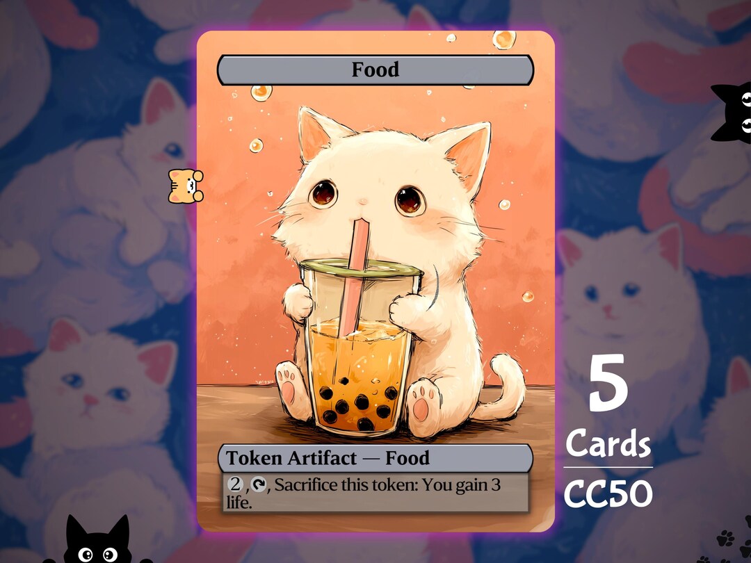 5x Food Token Boba Tea - MTG Token - Cat Tokens by Teddy CC50 - Etsy