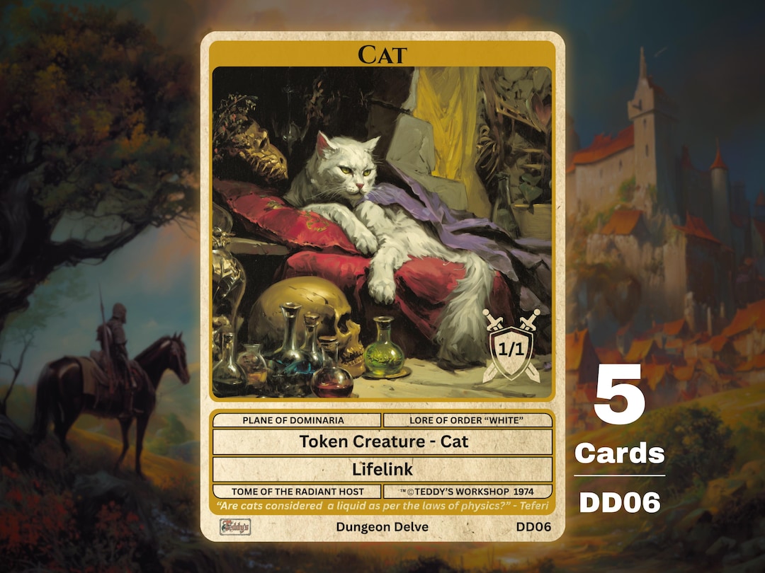 5x Cat 1/1 Lifelink White MTG Token - Teddy's Workshop DD06 - Etsy