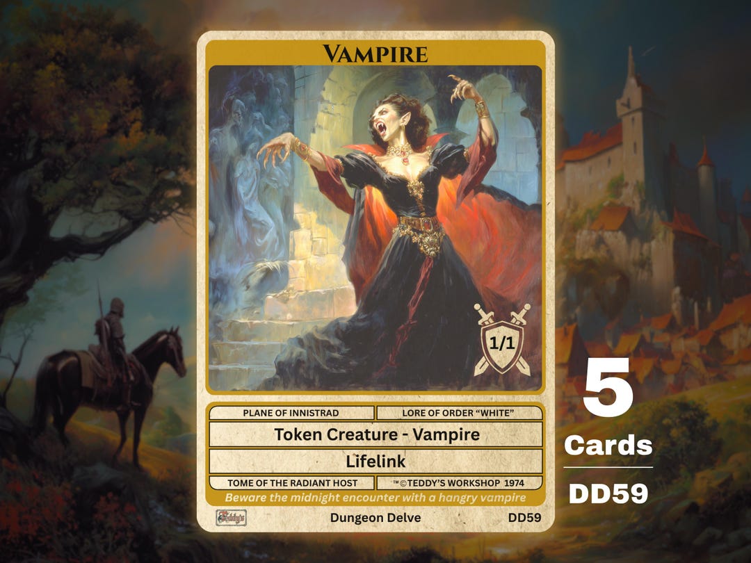 5x Vampire 1/1 Lifelink MTG Token - Teddy's Workshop DD59 - Etsy