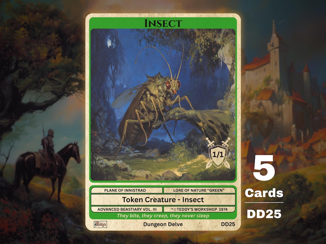 5x Insect 1/1 Green MTG Token - Teddy's Workshop DD25 - Etsy