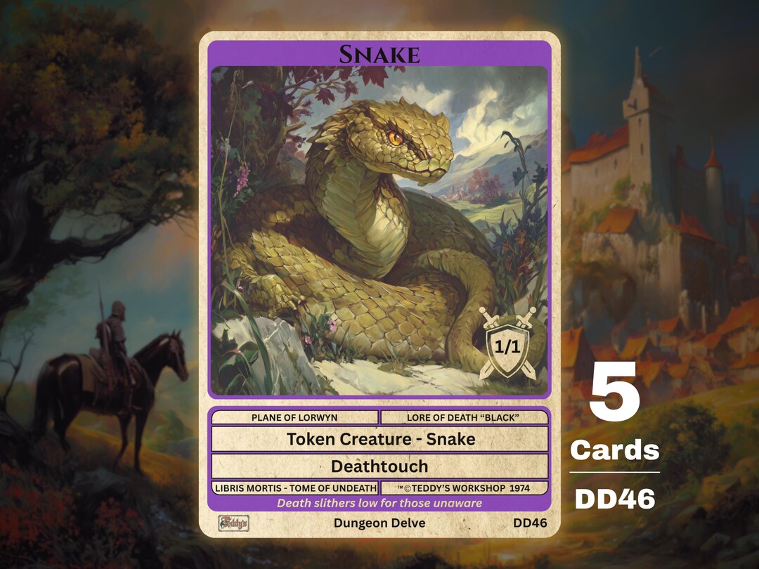 5x Snake 1/1 Deathtouch MTG Token - Teddy's Workshop DD46 - Etsy