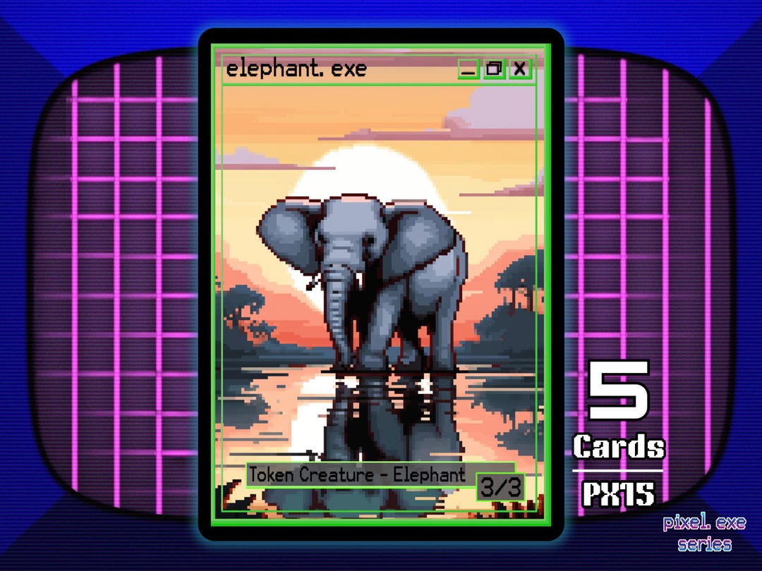 5x Elephant 3/3 Green MTG Token - Pixel Tokens by Teddy PX15 - Etsy