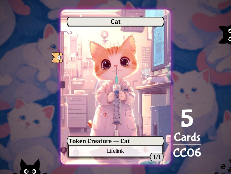 5x Cat 1/1 Lifelink - MTG Token - Cat Tokens by Teddy CC06 - Etsy