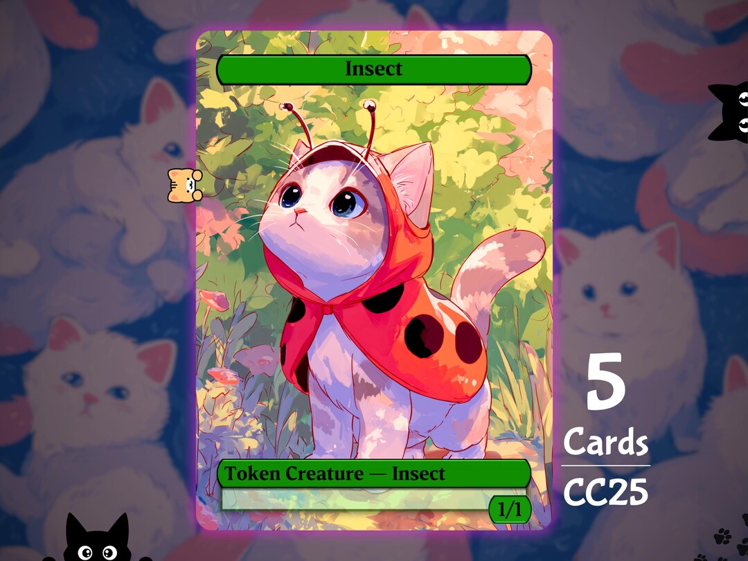 5x Insect 1/1 Green - MTG Token - Cat Tokens by Teddy CC25 - Etsy
