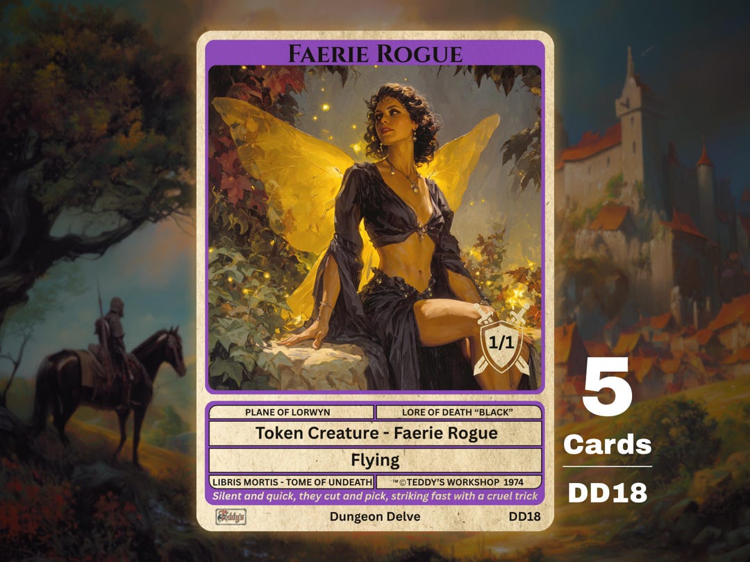 5x Faerie Rogue 1/1 Flying (blue Black) MTG Token - Teddy's Workshop ...