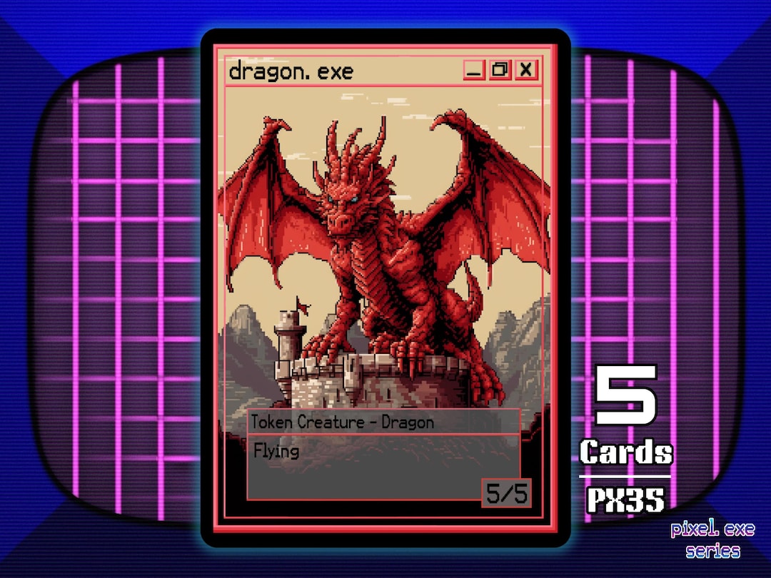 5x Dragon 5/5 Flying Red MTG Token - Pixel Tokens by Teddy PX35 - Etsy