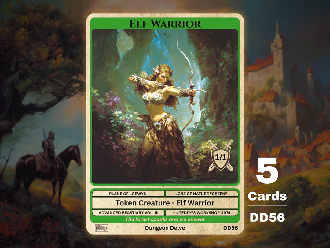 5x Elf Warrior 1/1 Green MTG Token - Teddy's Workshop DD56 - Etsy