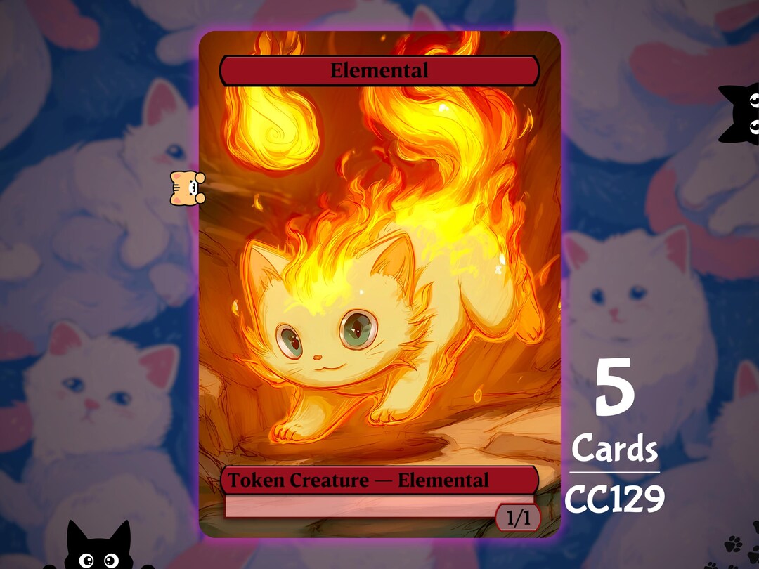 5x Elemental 1/1 Red - MTG Token - Cat Tokens by Teddy CC129 - Etsy