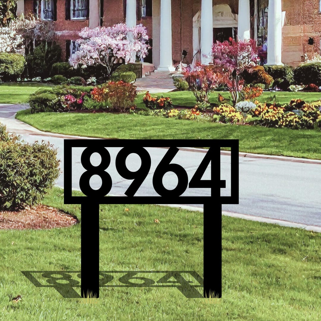 Modern Metal House Numbers, Custom Address Sign With Stake, Outdoor ...
