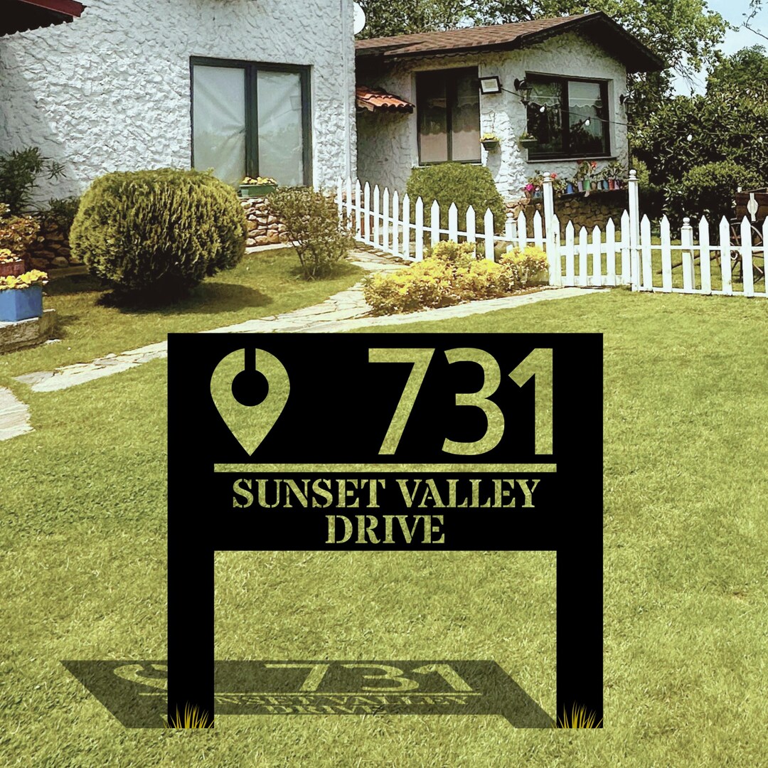 House Numbers Address Sign With Street Name, Custom Garden Yard Stake ...