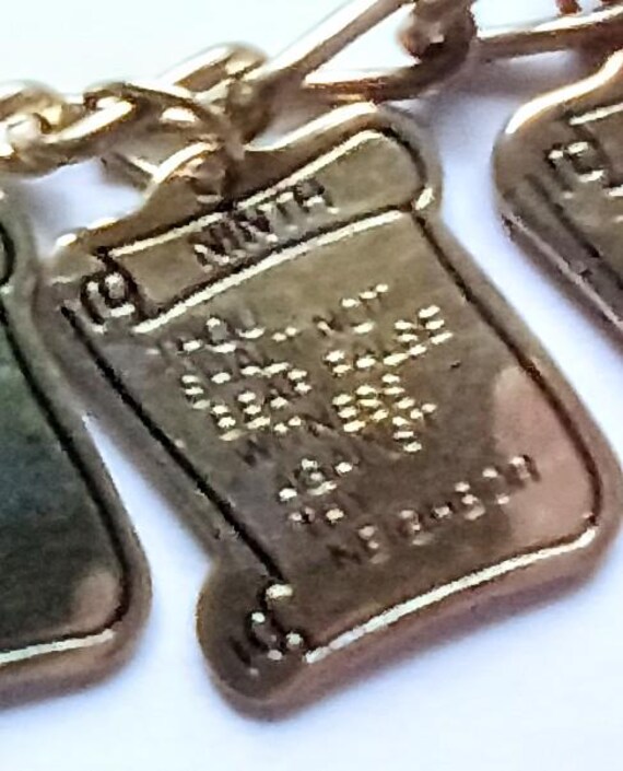 10 Commandments Bracelet Bronze Tone Scroll Charms Gi… - Gem