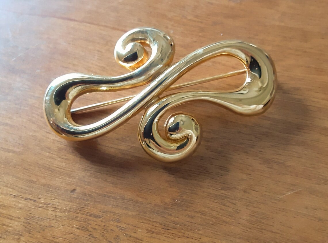 Brooch Broche Pin Gold Tone Signed Carolee Vintage Jewelry - Etsy