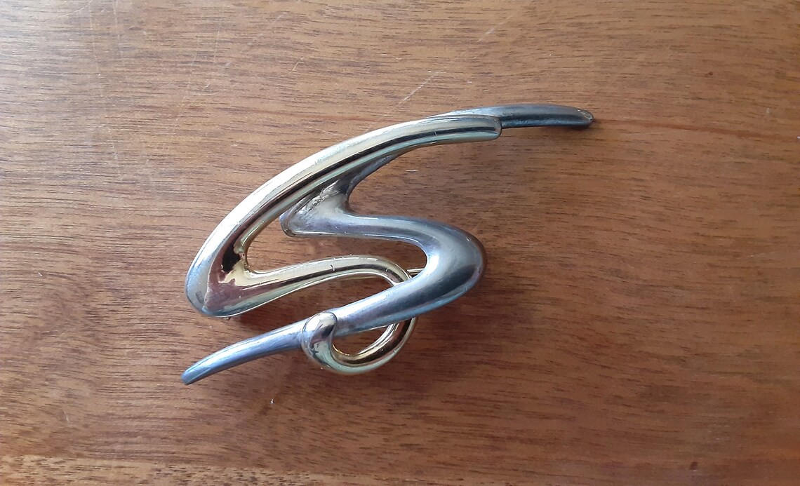 Brooch Broche Pin Gold and Silver Tone Statement Vintage | Etsy