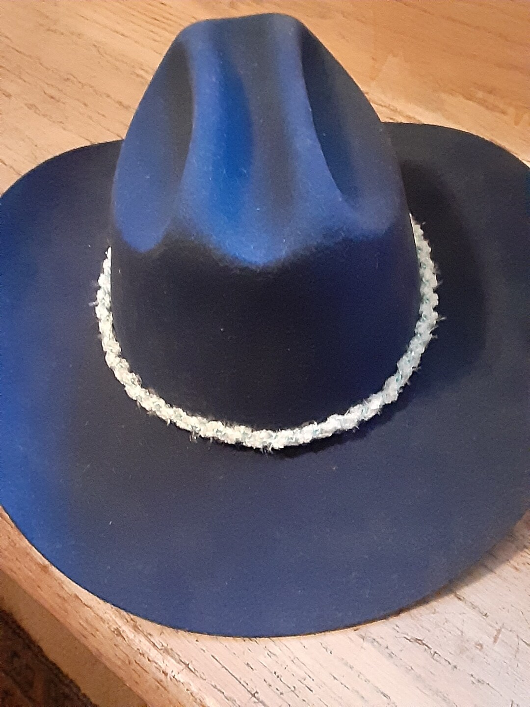 Hatband White and Aqua Kumihimo Braiding Cowboy Cowgirl Handmade Hat ...