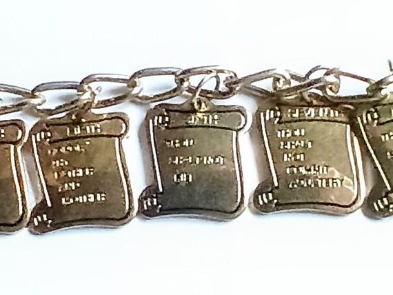 10 Commandments Bracelet Bronze Tone Scroll Charms Gi… - Gem