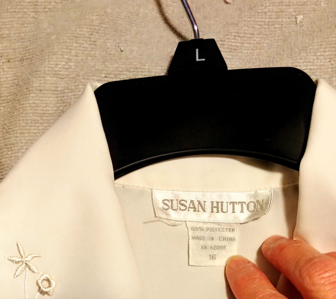 Susan Hutton Blouse off White Embroidered in Pale Browns - Etsy