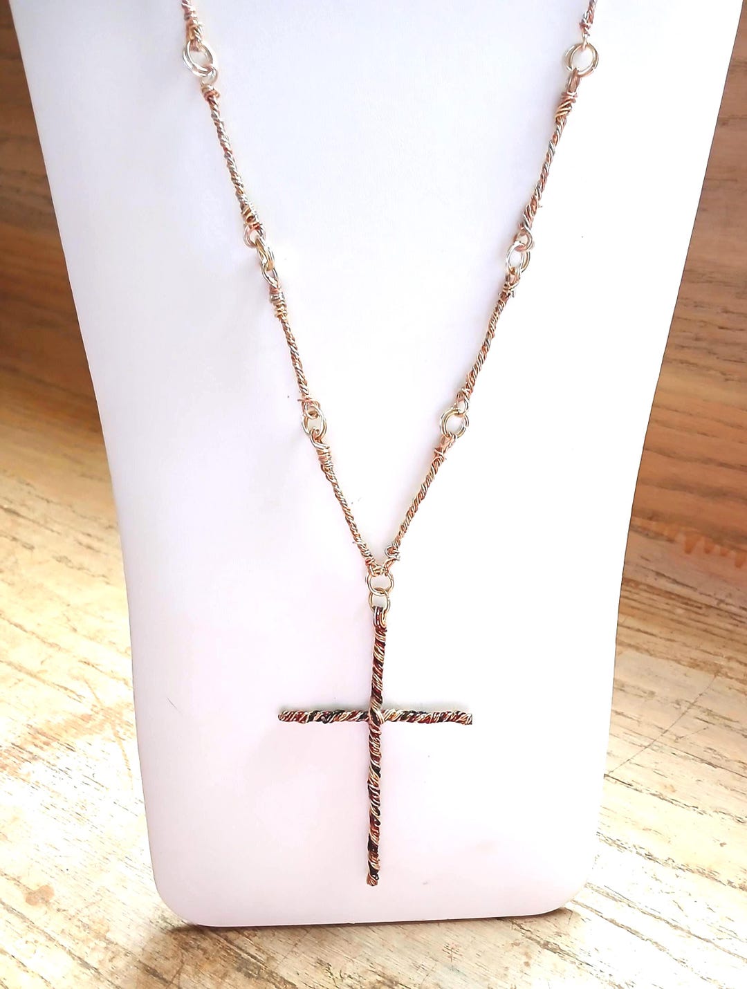 Clergy Cross Pendant With Chain Multicolored Twisted Wire Artisan-made ...
