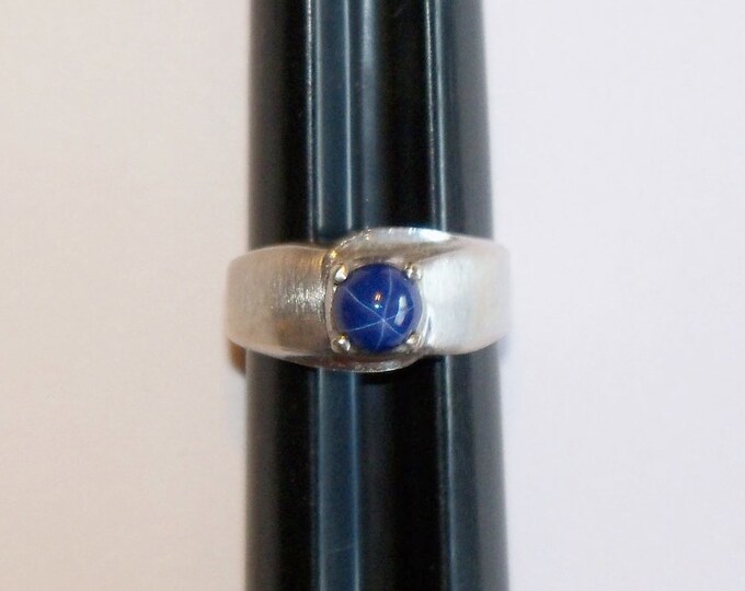 Vintage Ring Mens Sz 8 14K Linde Star Sapphire White Gold - Etsy