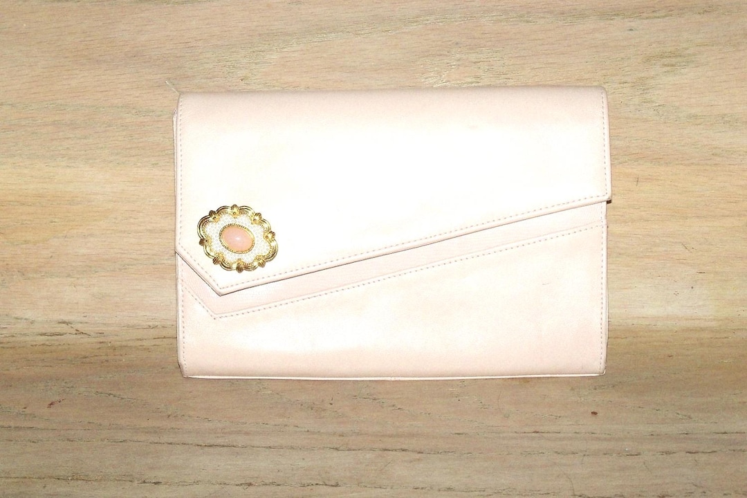 Decorated Purse Peach Clutch Reclaimed Vintage Avon Brooch Bridal Party ...