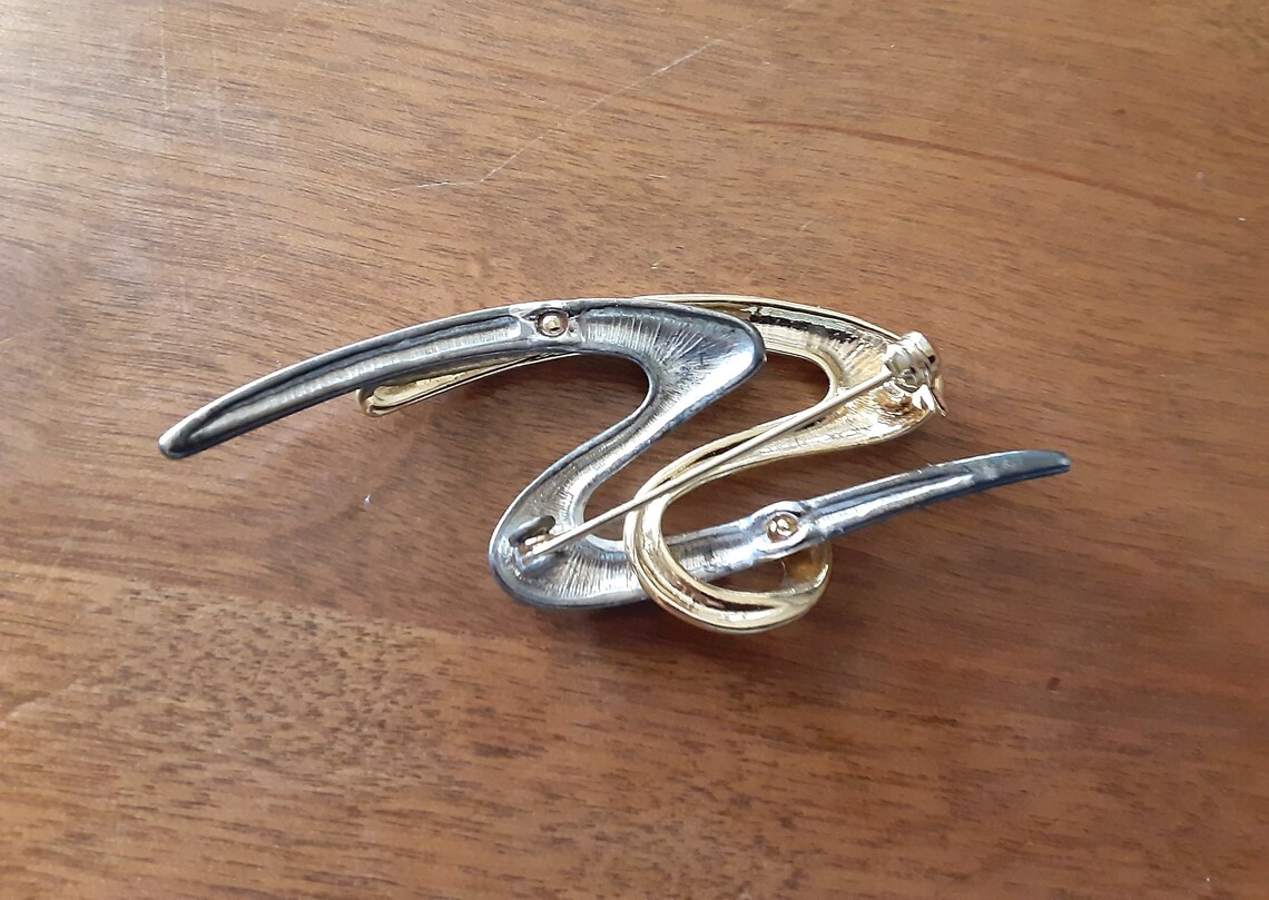 Brooch Broche Pin Gold and Silver Tone Statement Vintage - Etsy