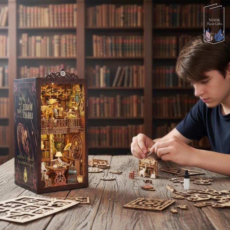 Steampunk Library Book Nook DIY Kit | Miniature Fantasy House - Etsy UK