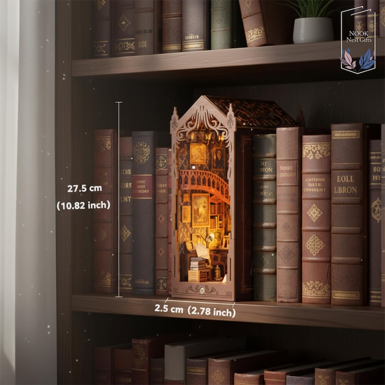 Magic Library Book Nook | DIY Wooden Miniature Diorama Kit With Gothic ...