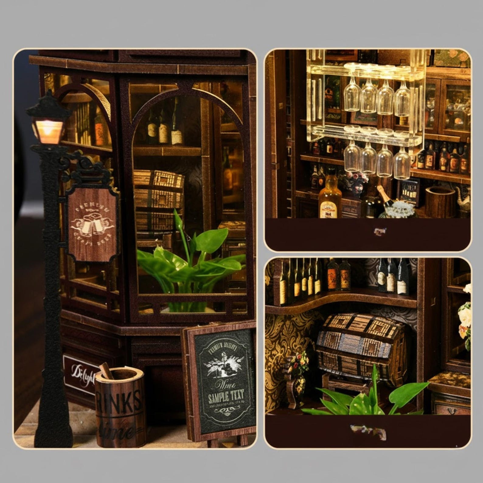 Corner Tavern Miniature Model House DIY Kit With LED Lights 327 Pieces ...