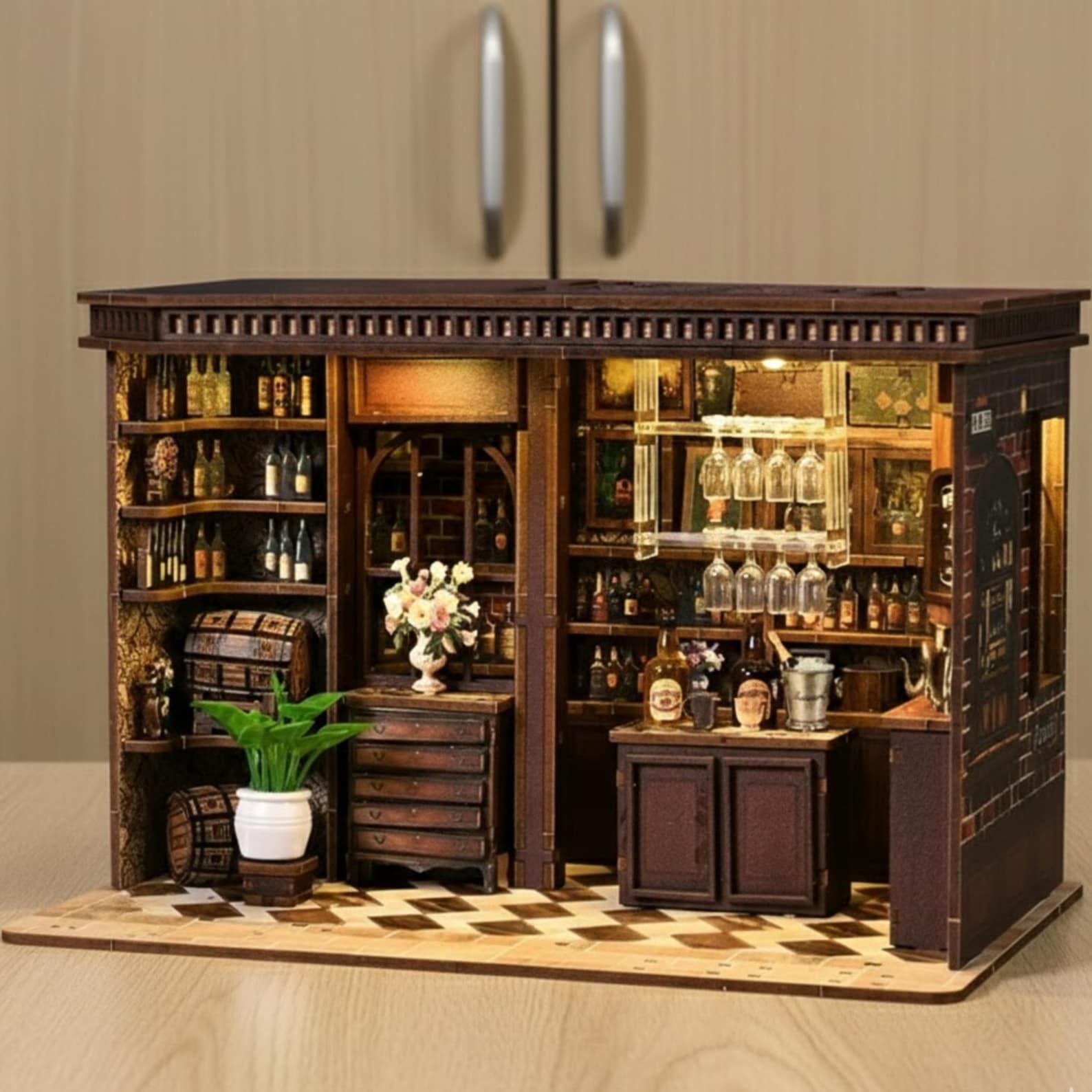 Corner Tavern Miniature Model House DIY Kit With LED Lights 327 Pieces ...