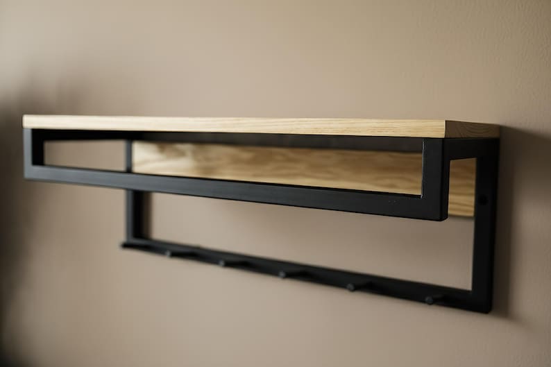 Wood Coat Rack Shelf | Metal Frame, Entryway Organizer - Etsy Canada