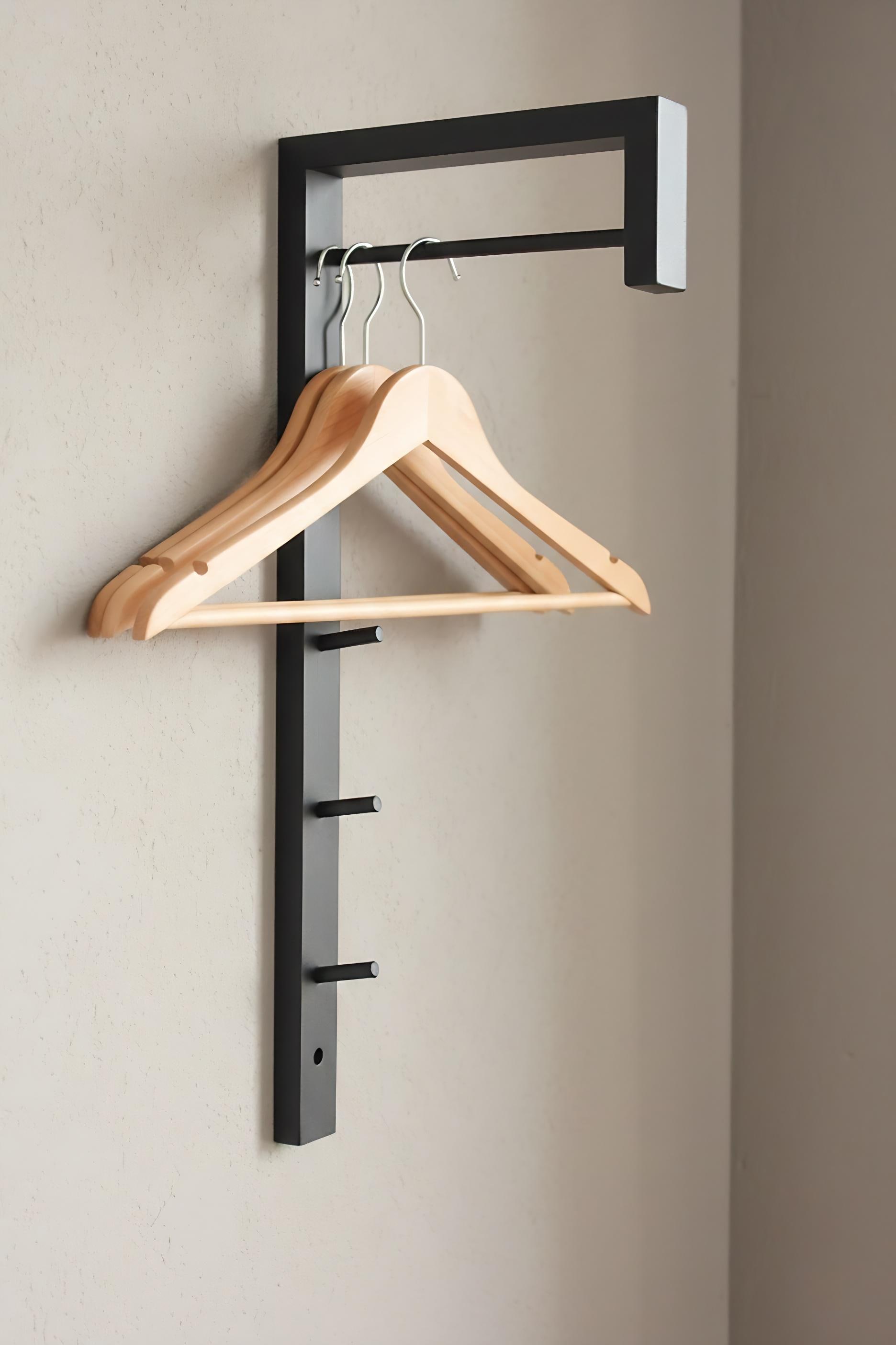 Wall Mounted Metal Coat Rack, Hidden Hooks, Modern Entryway Organizer ...