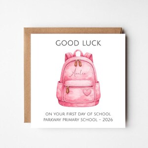 First Day of School Card | Good Luck | Personalised | Watercolour ...