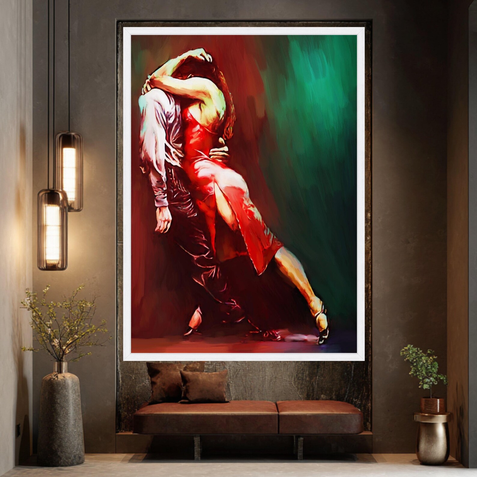 Passionate Tango Dance Couple Canvas, Romantic Ballroom Art, Flamenco ...