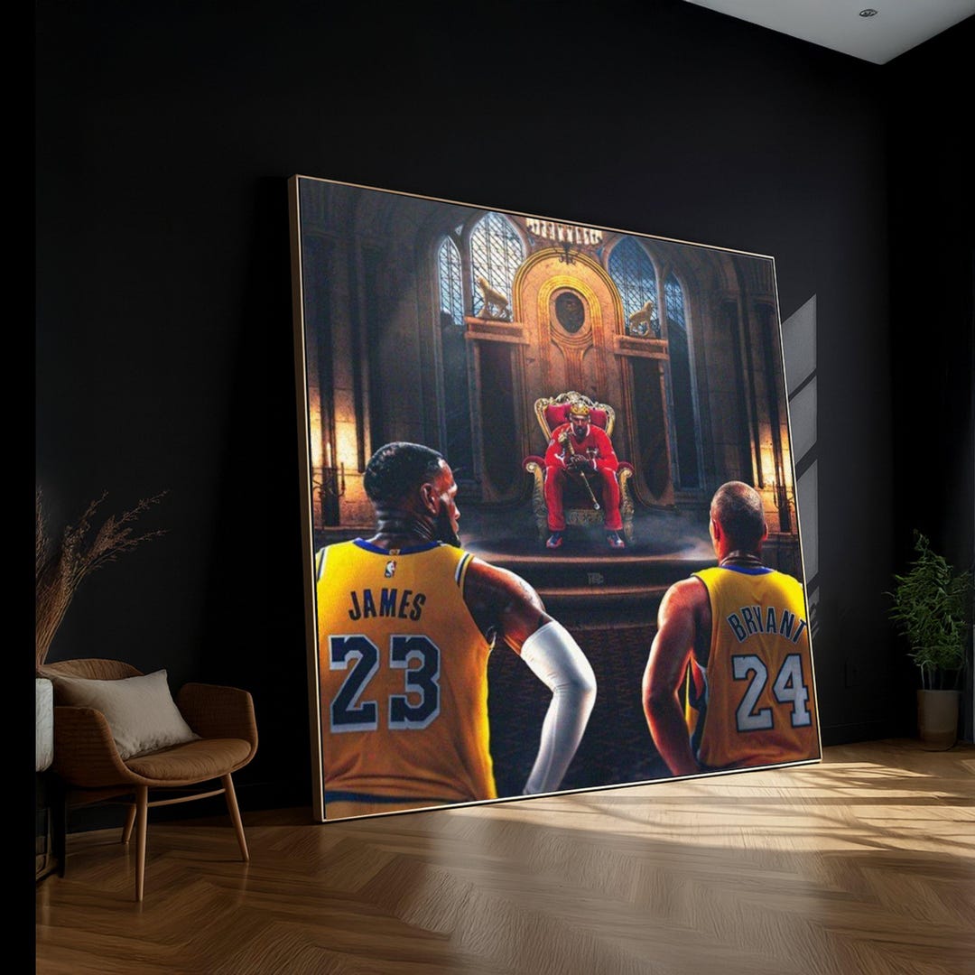 Royal Throne Basketball Canvas Wall Art, King on Throne With Lakers ...